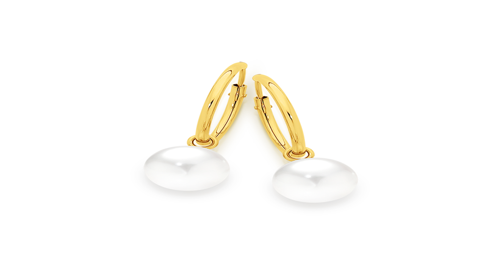 9ct Gold Freshwater Pearl 6mm Drop Earrings in White | Prouds