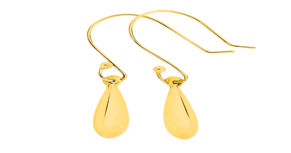 9ct Gold Mini Teardrop Drop Earrings Prouds 9ct Gold Mini Teardrop Drop Earrings Prouds