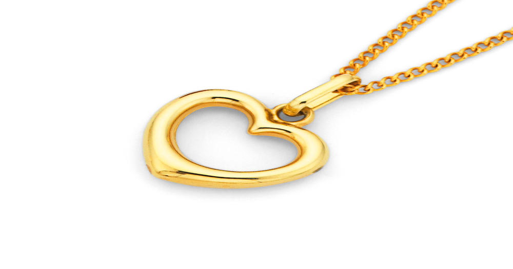 9ct Gold Open Heart Pendant | Prouds