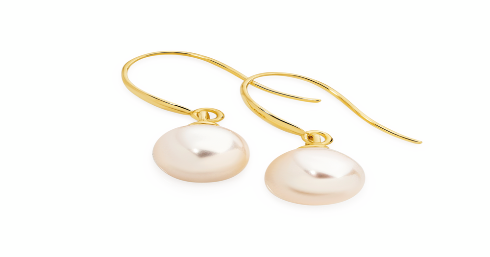 9ct Gold Pearl Hook Earrings in White | Prouds