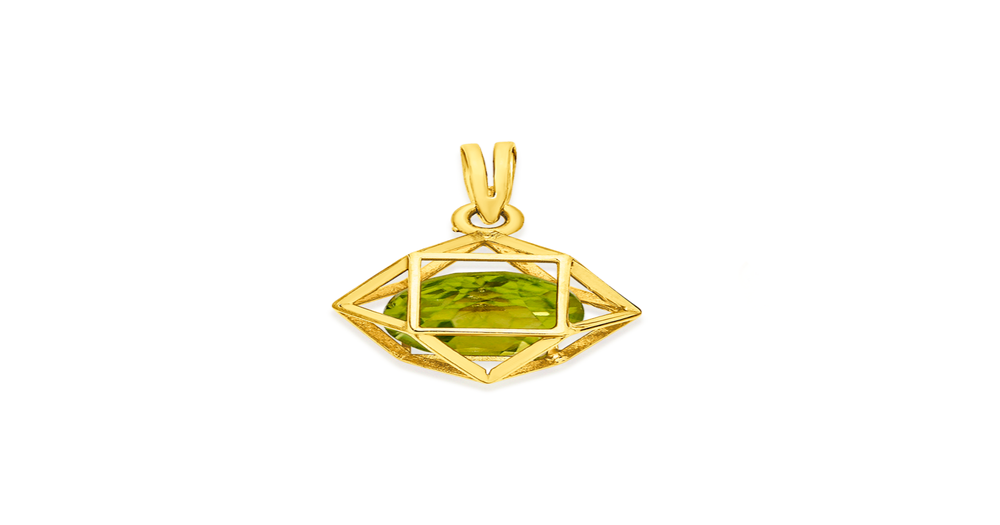 9ct Gold Peridot Prism Pendant in Green | Prouds