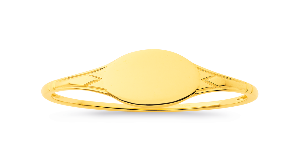 9ct Gold Plain Oval Kids Signet Ring | Prouds