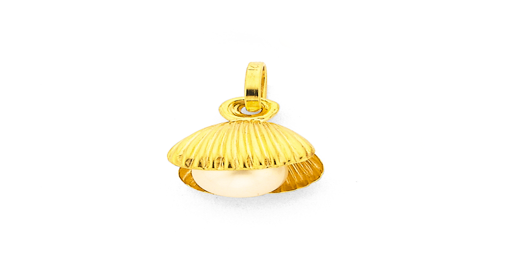 9ct Gold Shell With Pearl Charm | Prouds