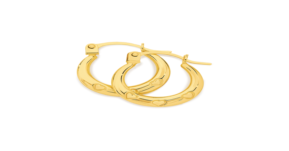 9ct Gold Triple Heart Mini Creole Earrings | Prouds