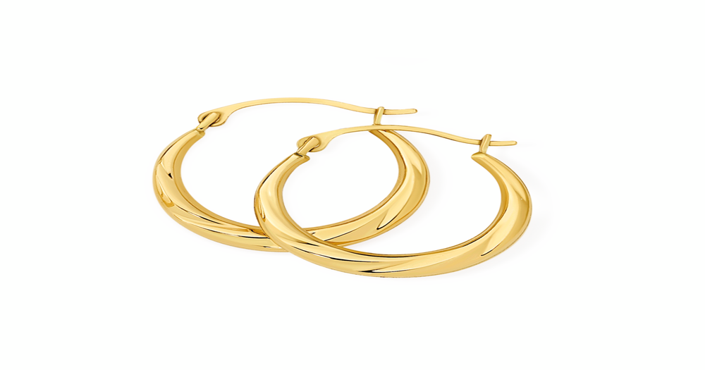 9ct Gold Twist Creole Hoop Earrings | Prouds