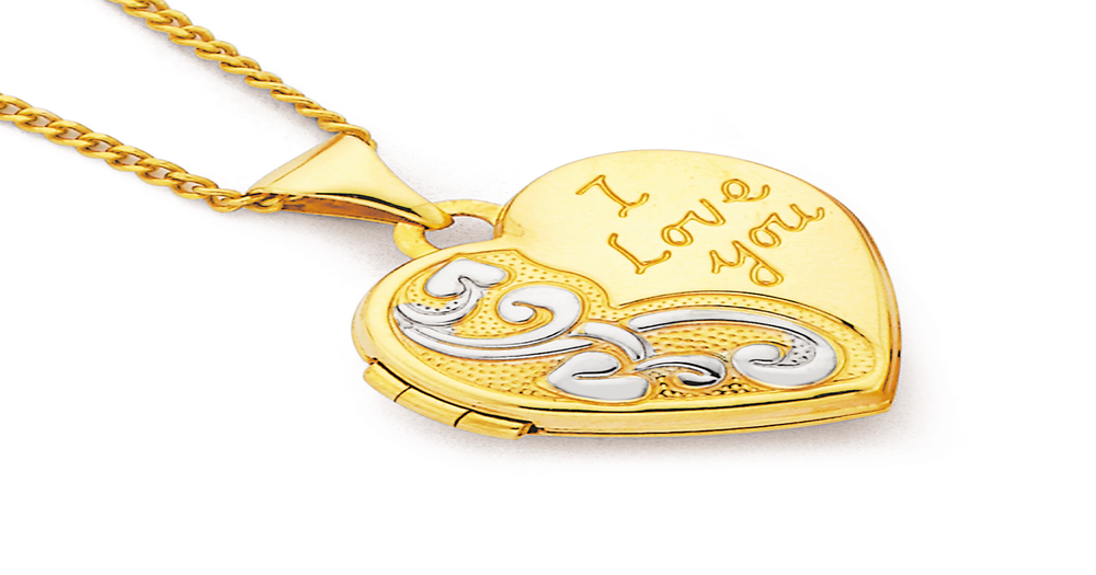 9ct Gold Two Tone 15mm 'i Love You' Heart Locket | Prouds