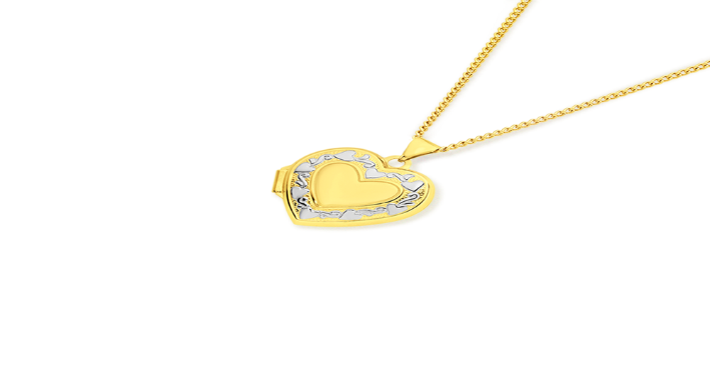 9ct Gold Two Tone 18mm Multi Hearts Border Heart Locket | Prouds