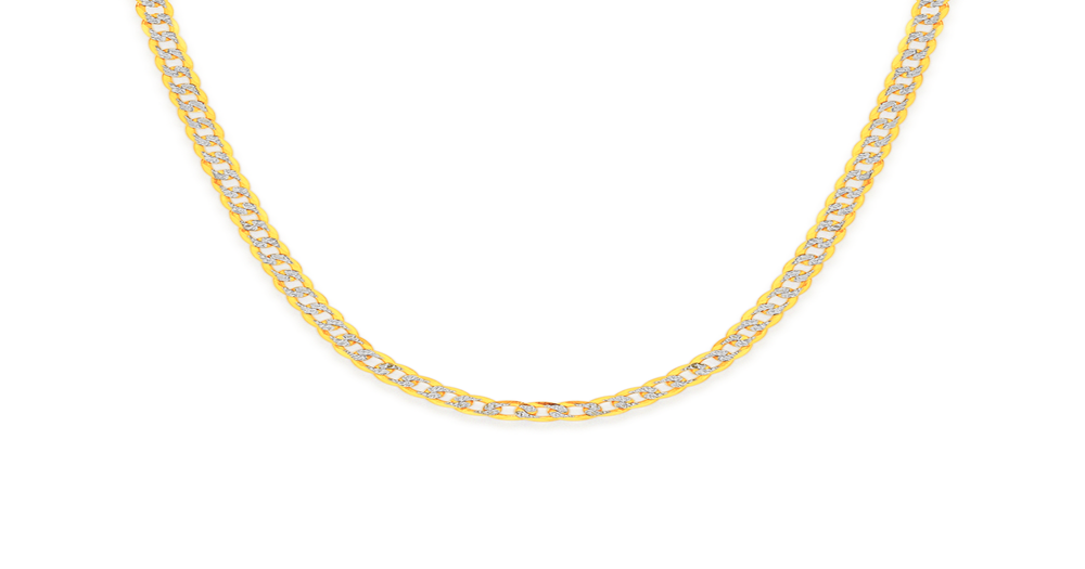 9ct Gold Two Tone 45cm Diamond-cut Curb Chain | Prouds