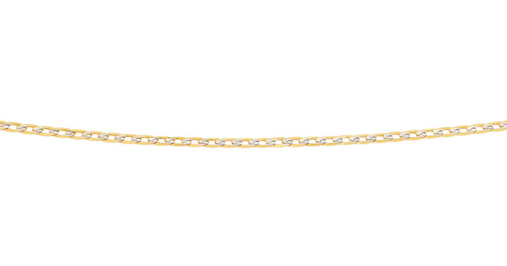 9ct Gold Two Tone 50cm Diamond-cut Curb Chain | Prouds