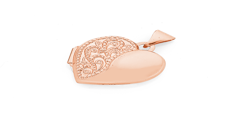 9ct Rose Gold 15mm Filigree Heart Locket | Prouds