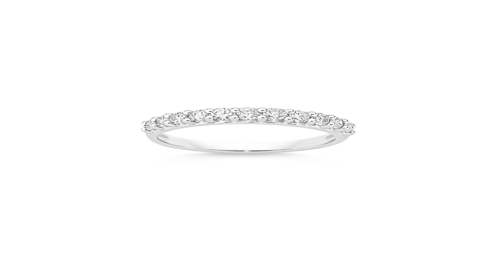 9ct White Gold Diamond Claw Set Band | Prouds