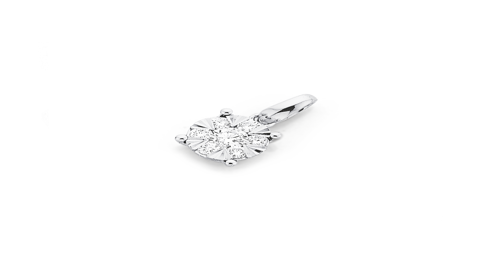 9ct White Gold Diamond Cluster Pendant | Prouds