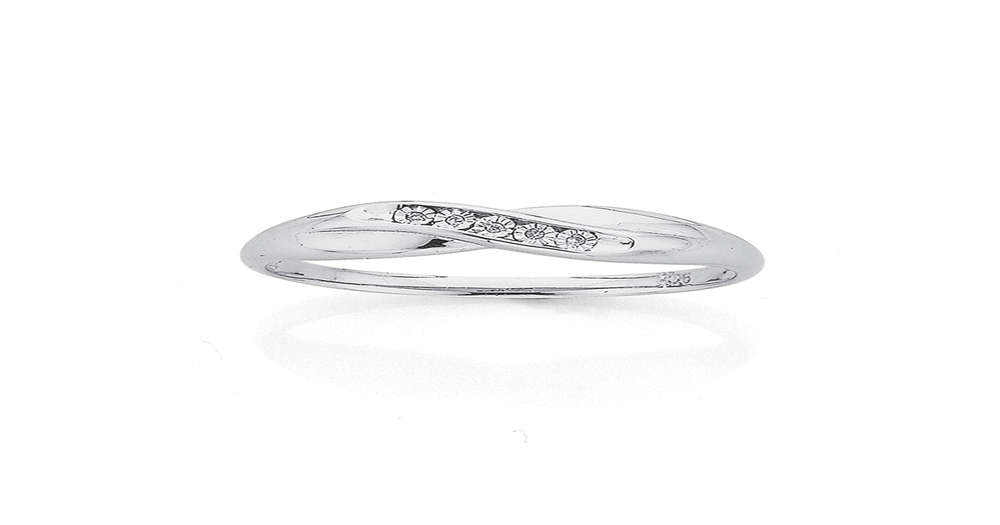 9ct White Gold Diamond Crossover Ring | Prouds