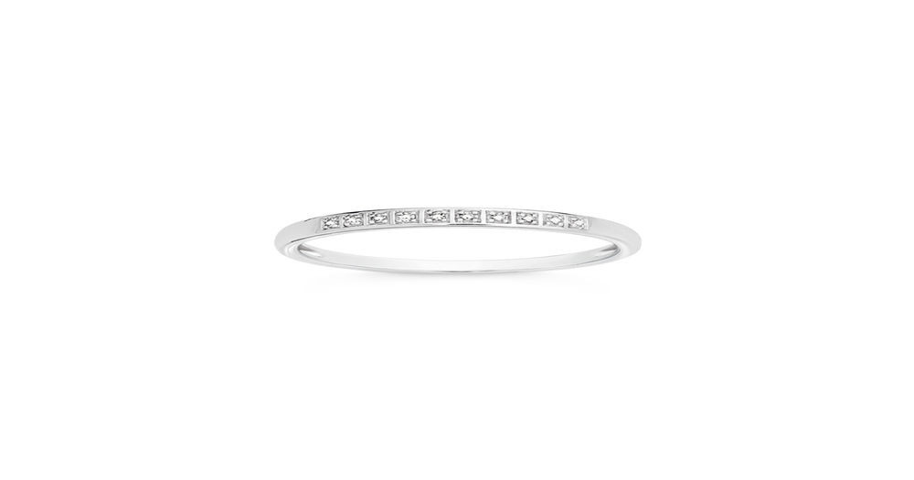 9ct White Gold Diamond Fine Bar Band | Prouds