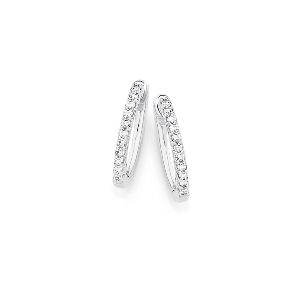 9ct White Gold Diamond Small Huggie Earrings Prouds