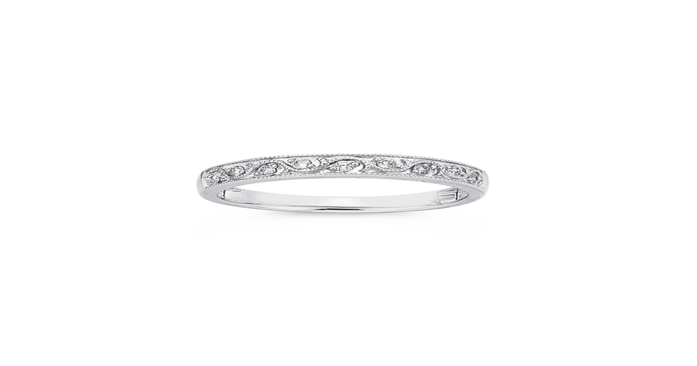 9ct White Gold Diamond Swirl Band | Prouds