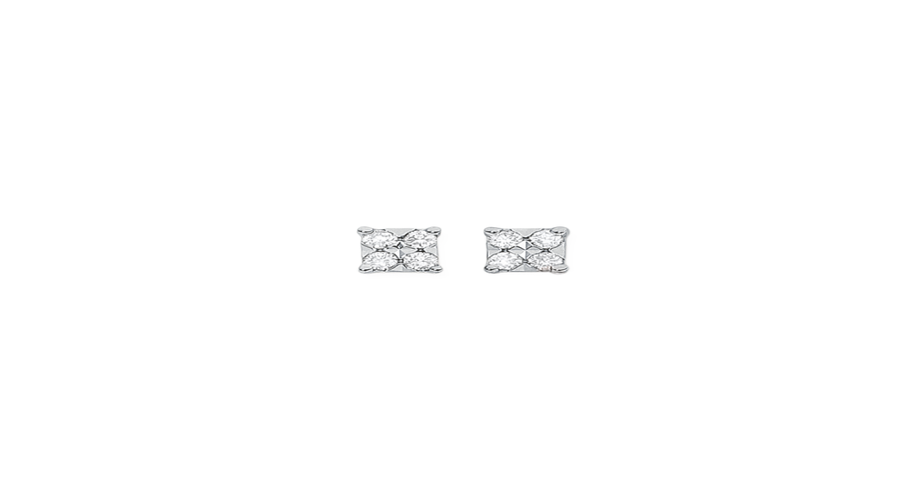 9ct Yellow Gold Diamond Square Stud Earrings | Prouds