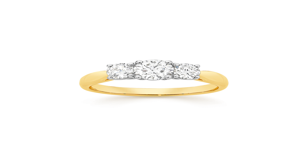 Alora 14ct Gold 1 Carat Tw Lab Grown Diamond Trilogy Ring | Prouds