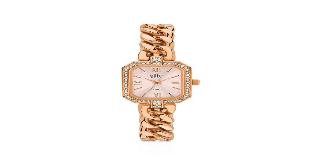 Elite Ladies Celestia Chain Watch in Rose | Prouds