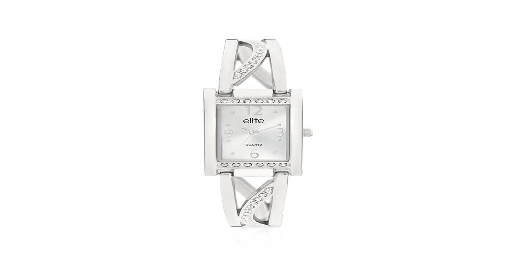 Elite Ladies Madeira Tank Watch in Silver | Prouds