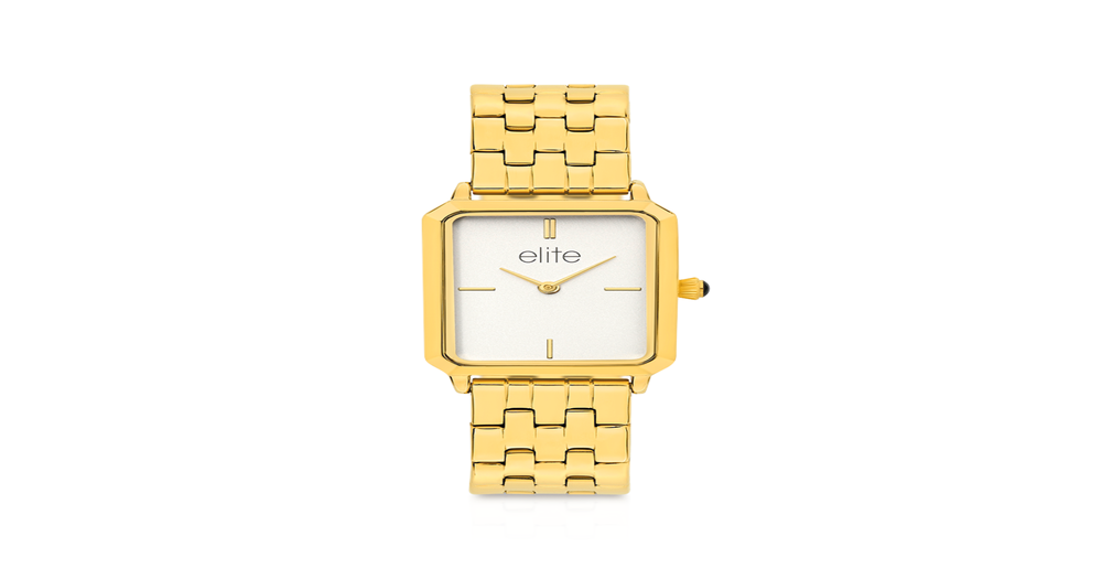 Elite Ladies Tank Arc Watch in Gold | Prouds