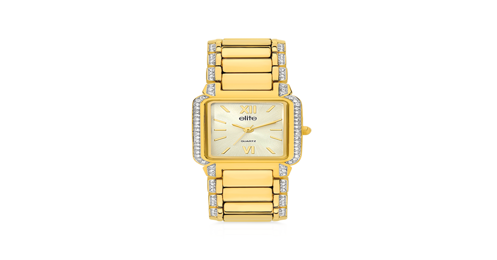 Elite Ladies Tank Grace Watch in Gold | Prouds