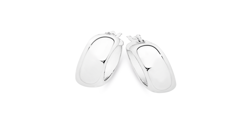 Silver 15x6mm Half Round Hoops | Prouds