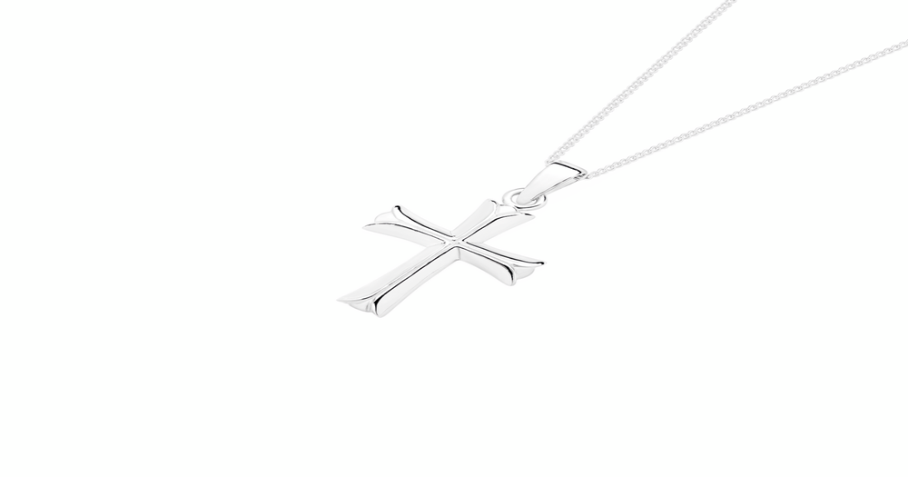 Silver 20mm Bevel Centre Cross Pendant | Prouds