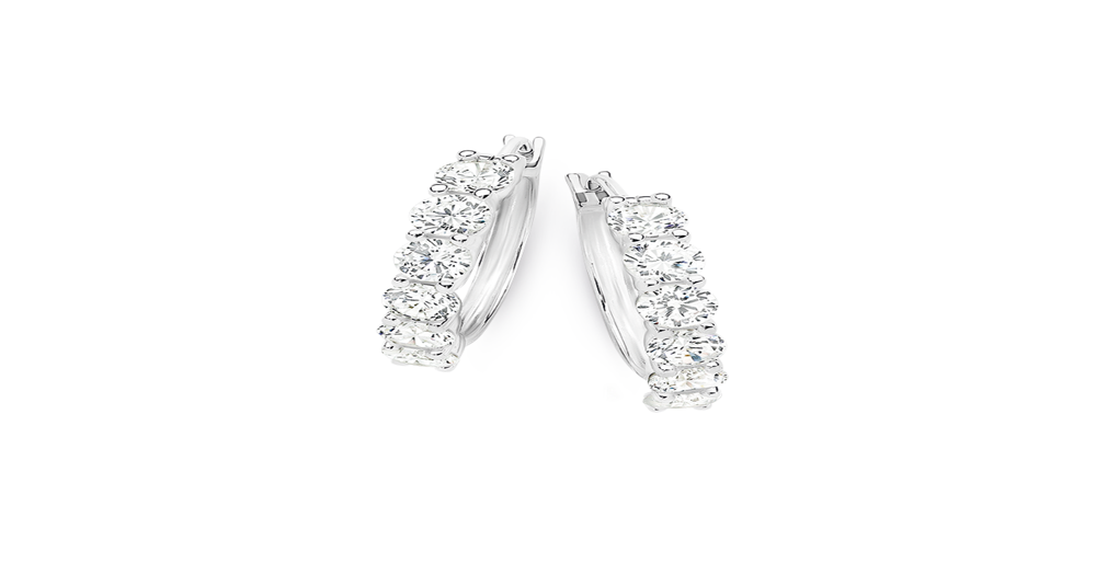 Silver 22m Claw Cz Hoops in Clear | Prouds