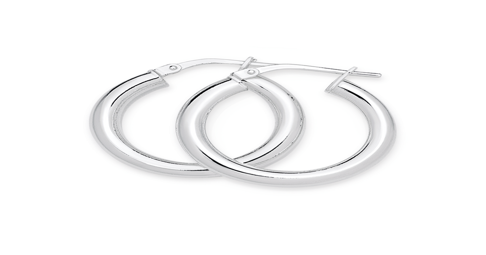 Silver 25mm Half Round Hoop Earrings | Prouds