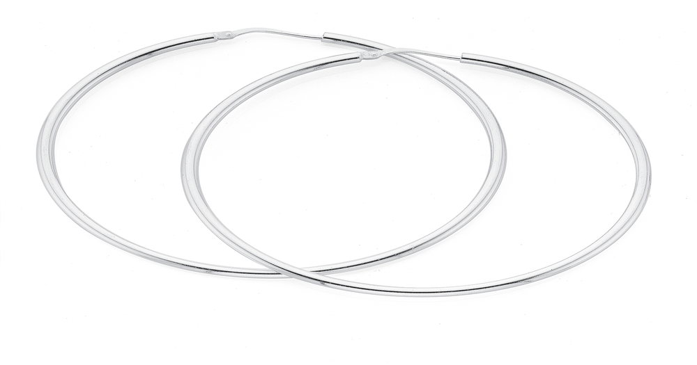 Silver 2x50mm Extra Large Hoop Earrings | Prouds