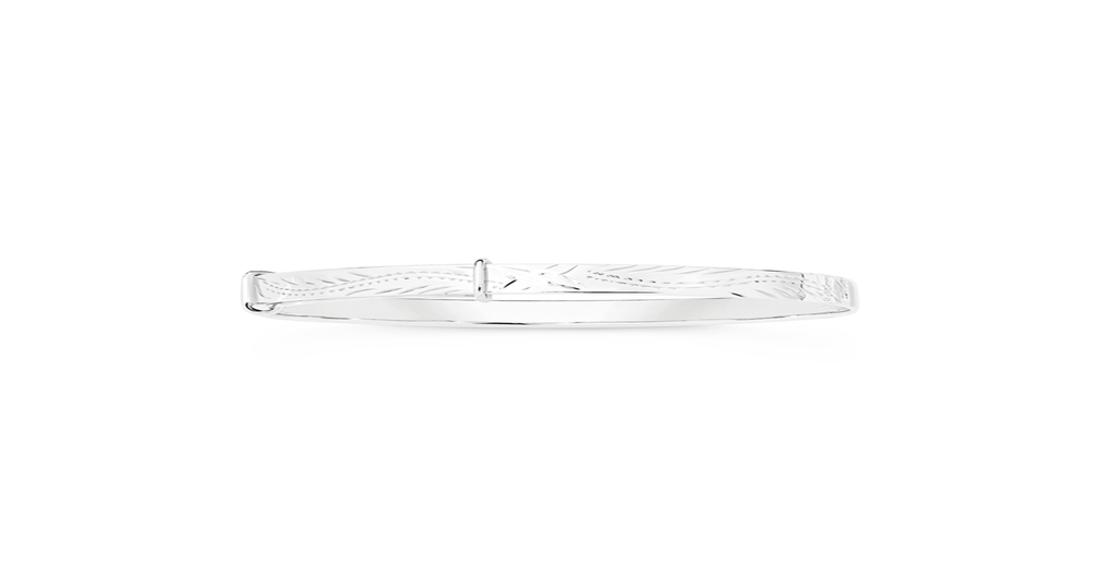 Silver 40mm Engraved Expander Bangle | Prouds