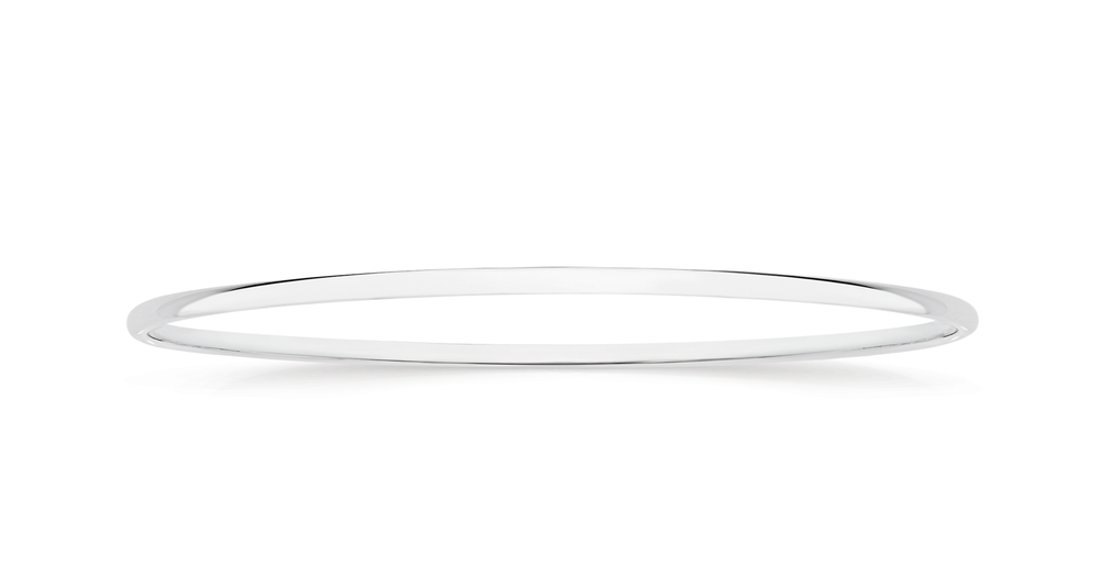 Silver 4x61mm Solid Domed Bangle | Prouds