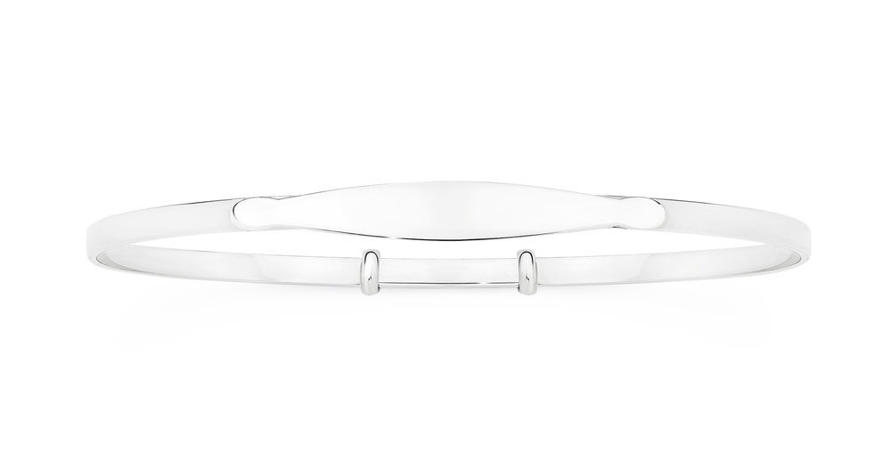 Silver 50mm Solid Plain Oval Id Expander Bangle | Prouds