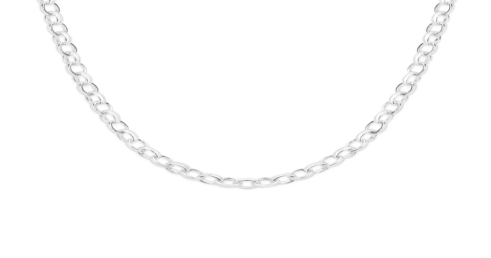 Silver 55cm Flat Wire Oval Belcher Chain - Made In Italy | Prouds