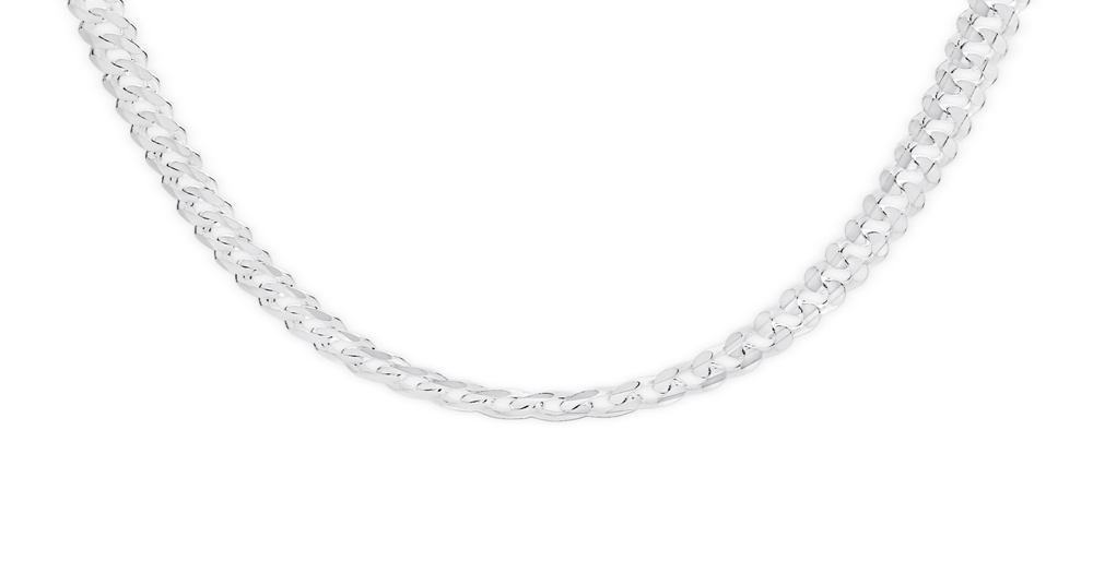 Silver 55cm Solid Bevelled Curb Chain | Prouds