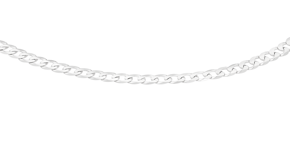 Silver 55cm Solid Flat Curb Chain | Prouds