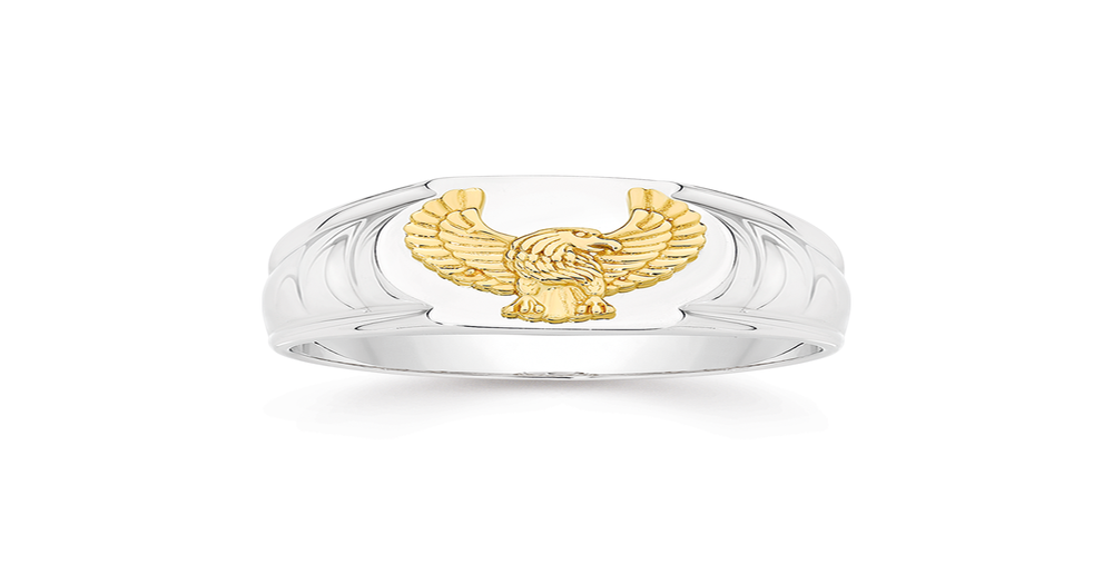 Silver & 9ct Gold Eagle Signet Ring | Prouds