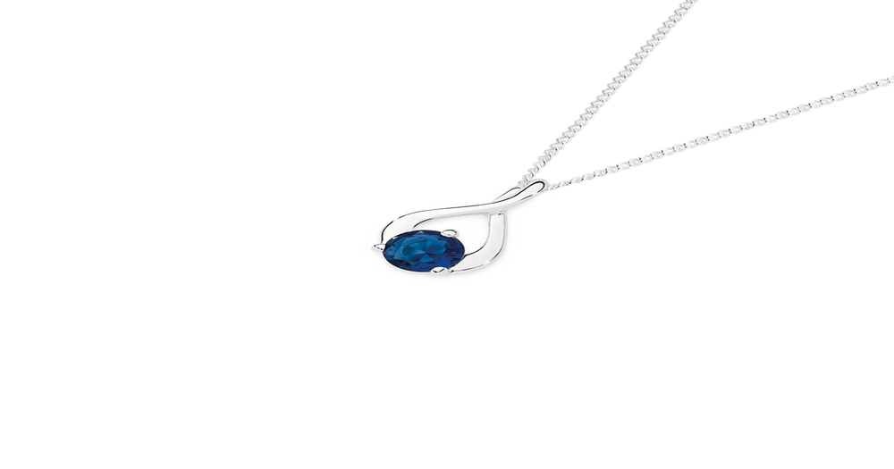Silver Blue Wishbone Pendant in Blue | Prouds
