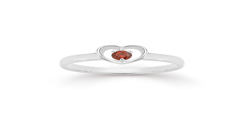 Silver Childs Red Cz Heart Ring in Red | Prouds