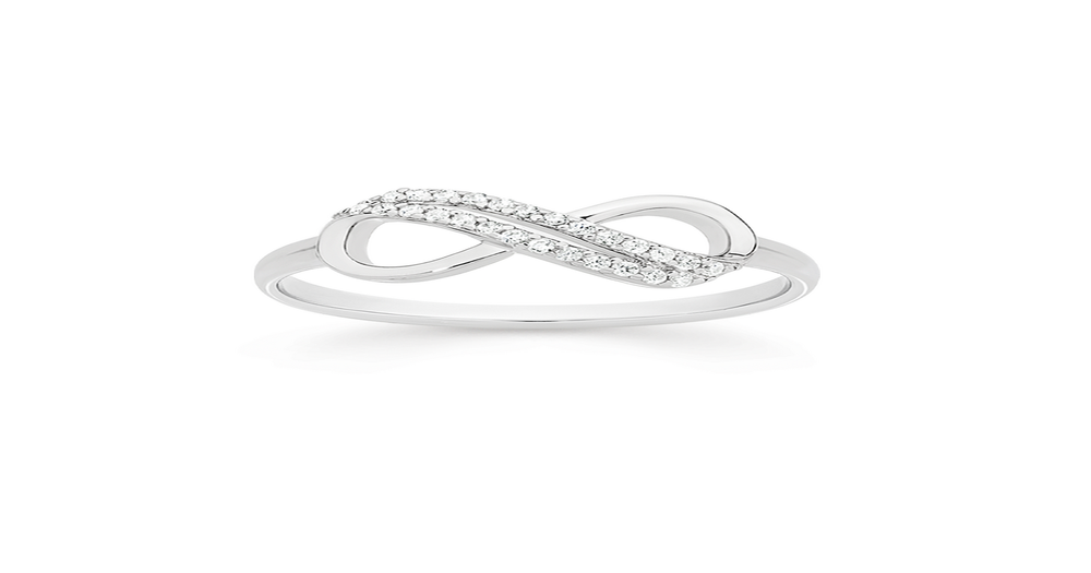 Silver Cz Double Infinity Ring Size Q in Clear | Prouds