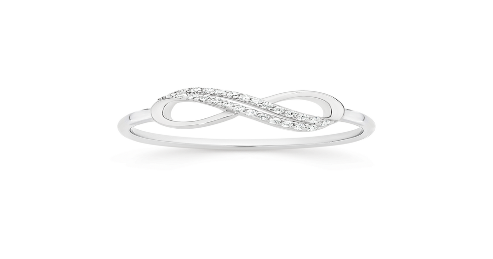 Silver Cz Double Infinity Ring Size S in Clear | Prouds