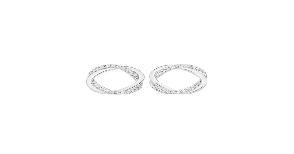 Silver Cz Interwoven Loop Stud Earrings in Clear | Prouds