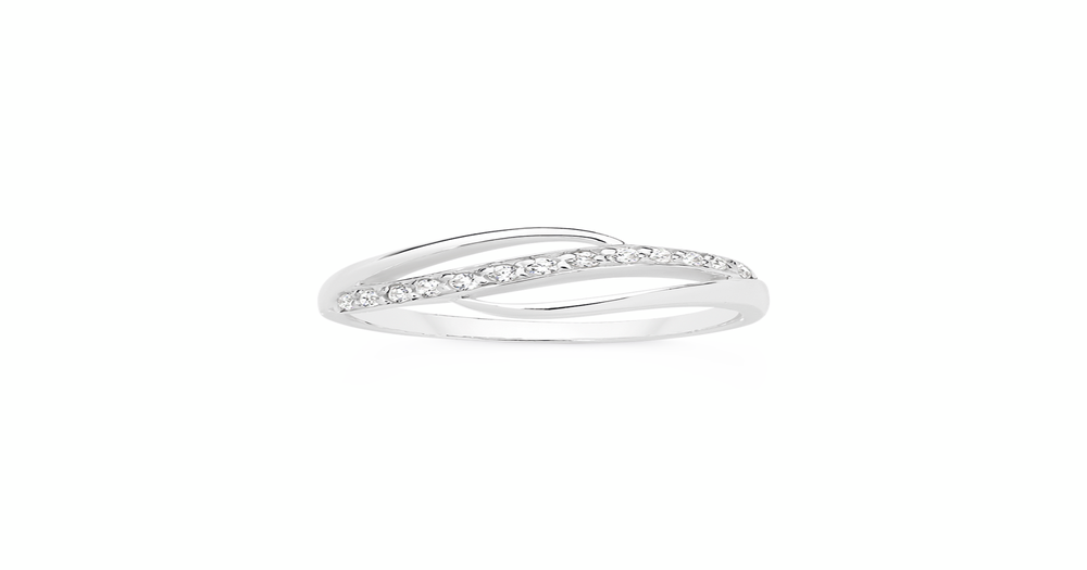 Silver Cz Wide Open Weave Ring Size Q in Clear | Prouds