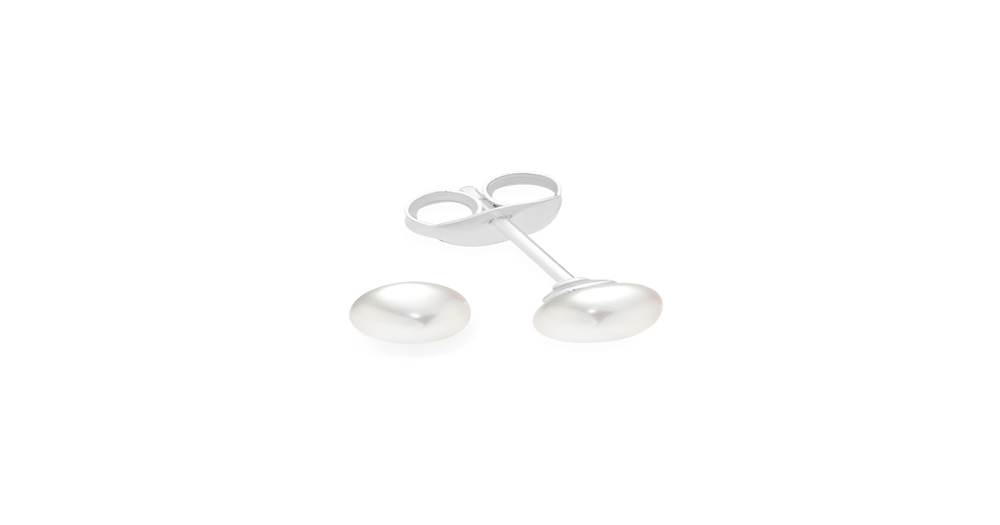 Silver Potato Pearl Stud Earrings in White | Prouds