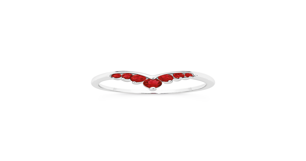 Silver Red Tiara Ring Size O in Red | Prouds