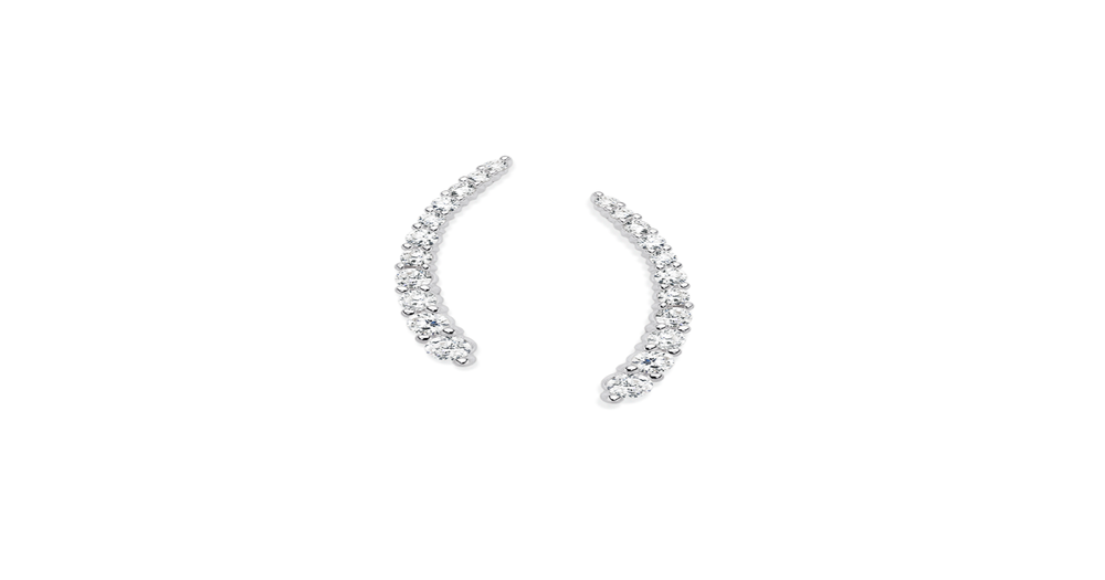 Silver Round Cubic Zirconia Ear Curves in Clear | Prouds