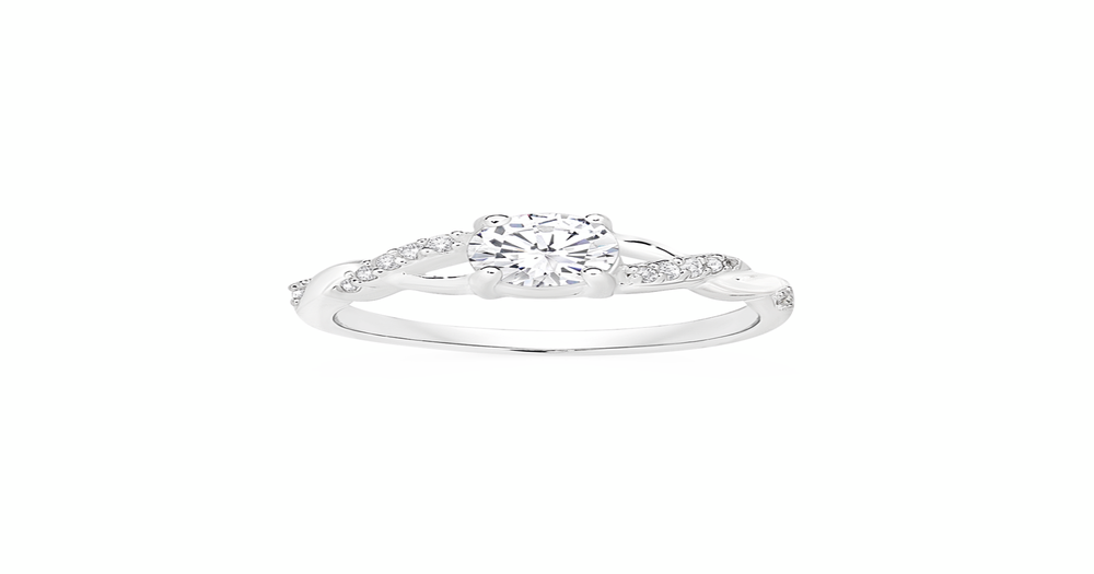 Silver Round Cz Twist Dress Ring Size O in Clear | Prouds