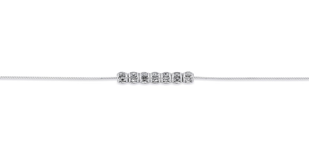 Silver & Silver Plated Crystal 7 Lucky Rings Anklet in White | Prouds