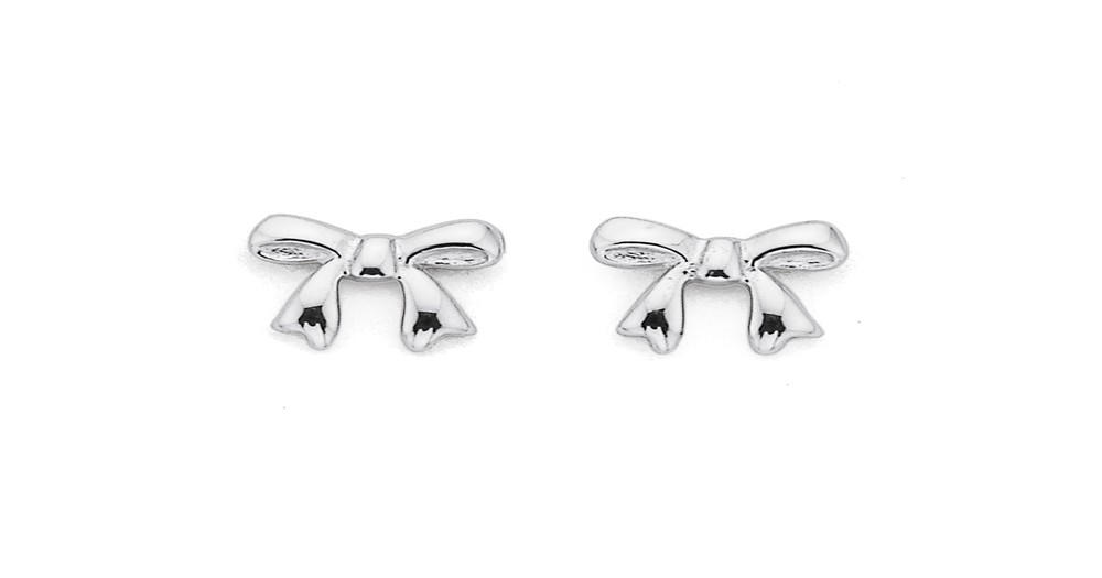 Silver Small Bow Stud Earrings | Prouds